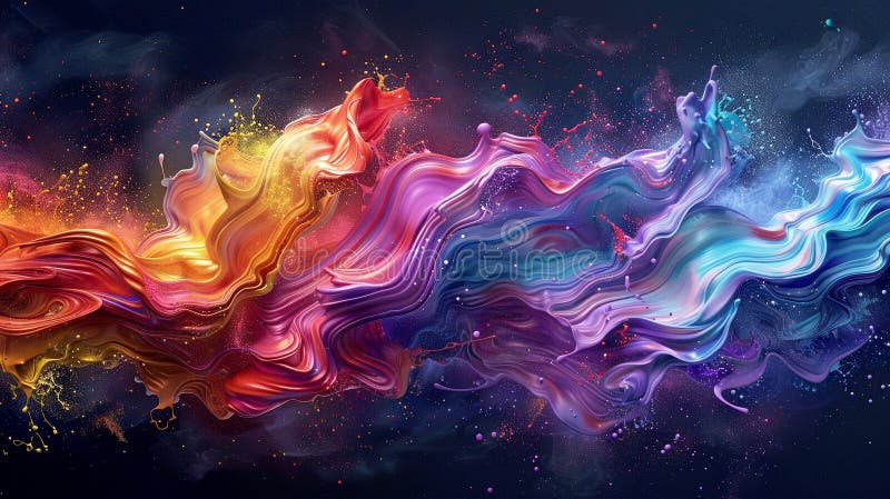 Vibrant Swirl of Colorful Paint Creating Abstract Waves in a Dynamic ...