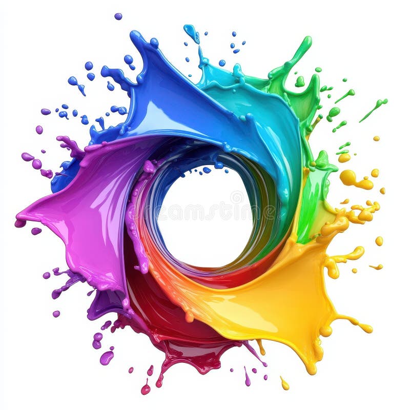 A Vibrant Swirl of Colorful Paint Splashes Forming a Circular Shape ...