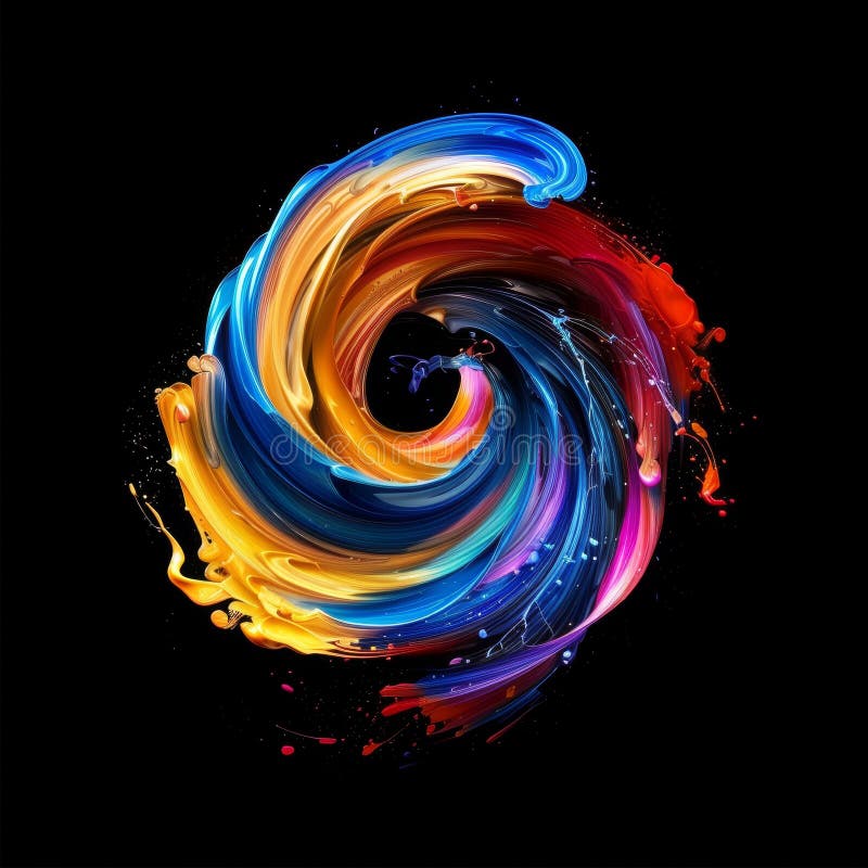 Vibrant Swirl of Colors on Black Background Stock Illustration ...