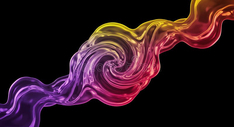Colorful Abstract Swirling Flow on Black Background for Artistic ...