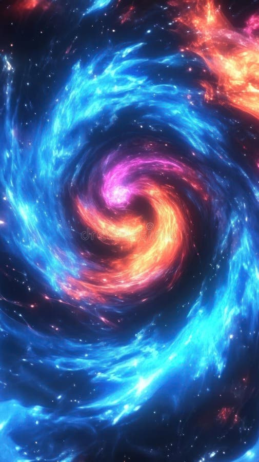 A Vibrant Swirl of Cosmic Colors Representing a Galaxy in Deep Space ...