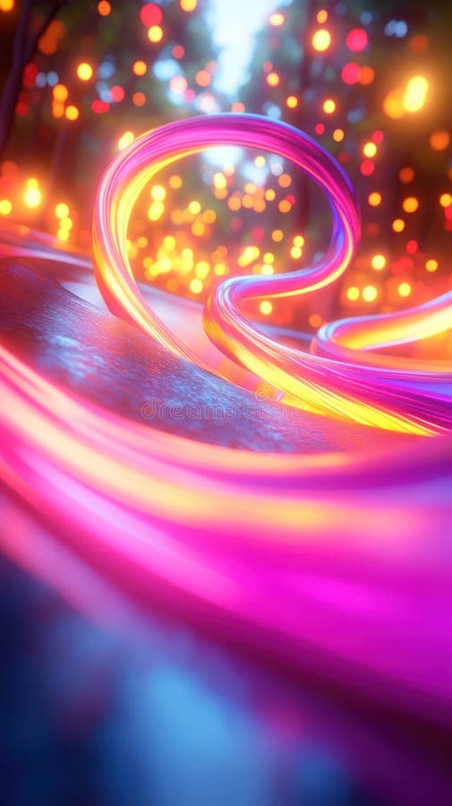 A Vibrant Swirl of Glowing Lights Creates an Abstract, Dynamic Visual ...