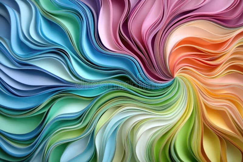 Vibrant Swirl of Multicolored Paper Layers Creating a Dynamic Pattern ...