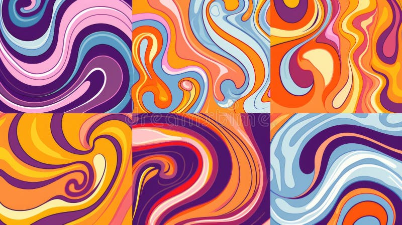 Vibrant Swirl Patterns in Four Different Colors. Ideal for Backgrounds ...