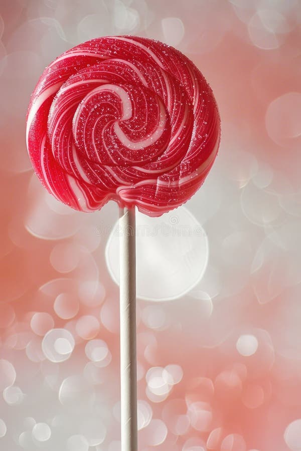 Vibrant Swirled Lollipop on Gleaming Pink Background Stock Image ...