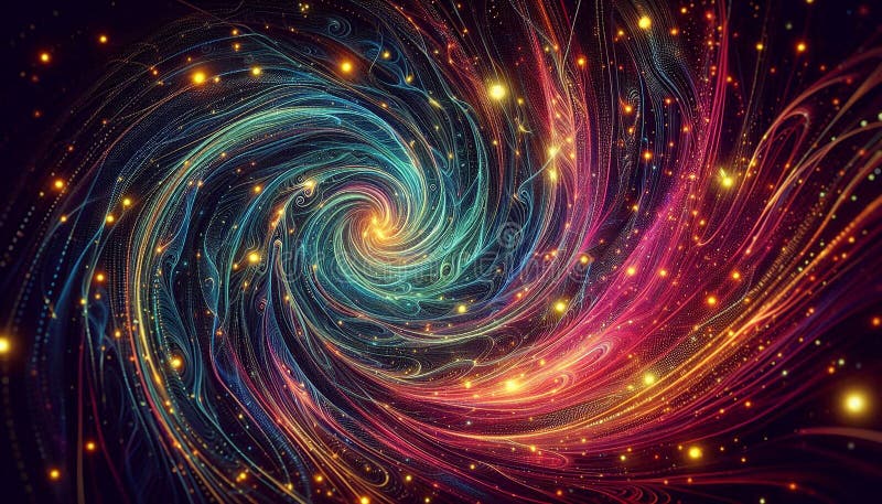 Vibrant Swirling Colors with Firefly Effects Stock Illustration ...