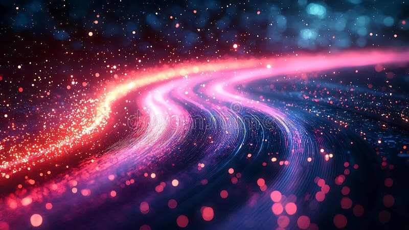 Vibrant, Swirling Dynamic Light Trail with Glowing Particles Creates ...