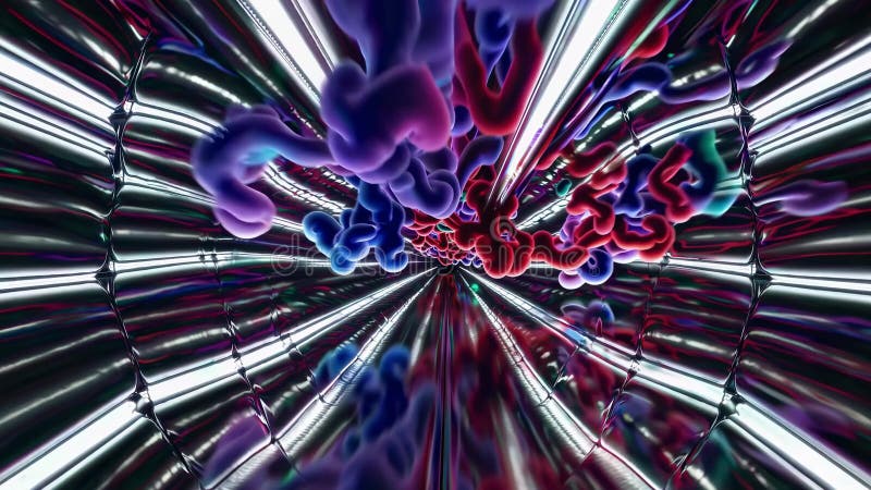 Colorful Smoke Swirling in a Metallic Tunnel Stock Footage - Video of ...