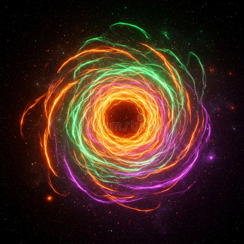 A Vibrant, Swirling Vortex of Colorful Neon Lights Against a Dark ...