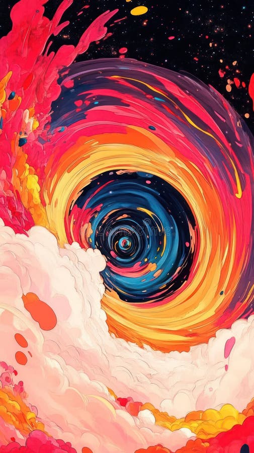 A Vibrant Swirling Vortex of Colors Against a Dark Background, Evoking ...