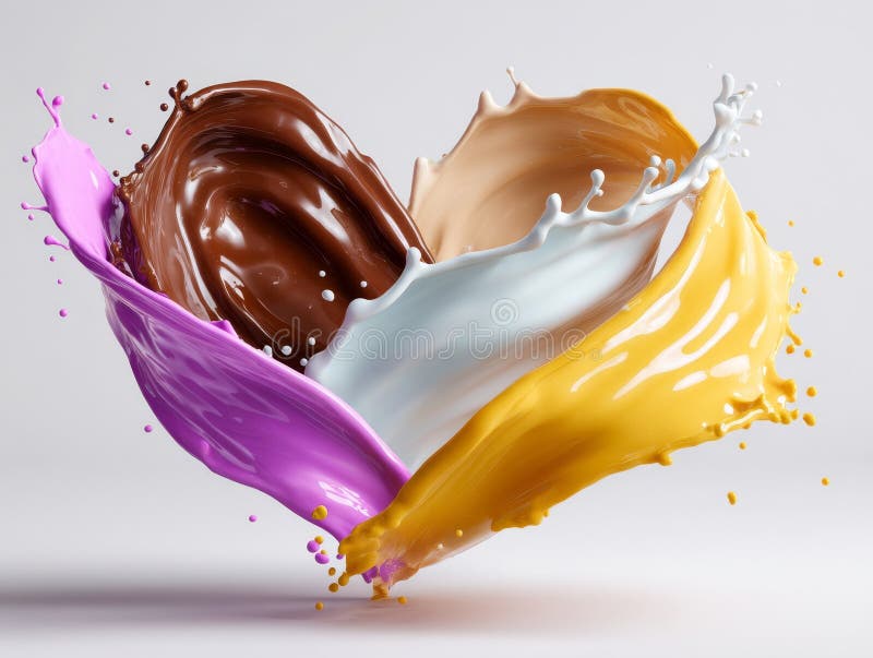 Vibrant Swirls of Colorful Liquid in Dynamic Motion Against White ...