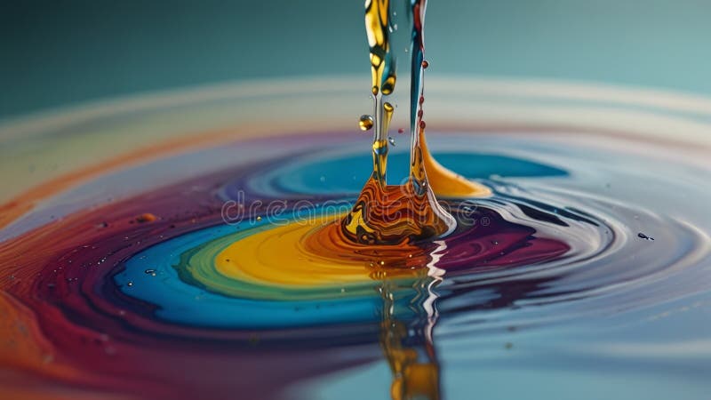 Vibrant Swirls of Liquid Paint Creating Mesmerizing Patterns in a Close ...