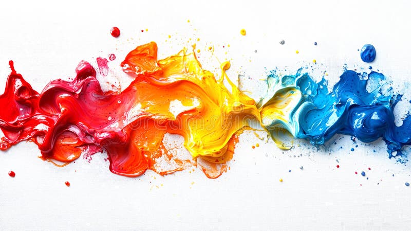 Vibrant Swirls of Red, Orange, Yellow, and Blue Paint Create Dynamic ...