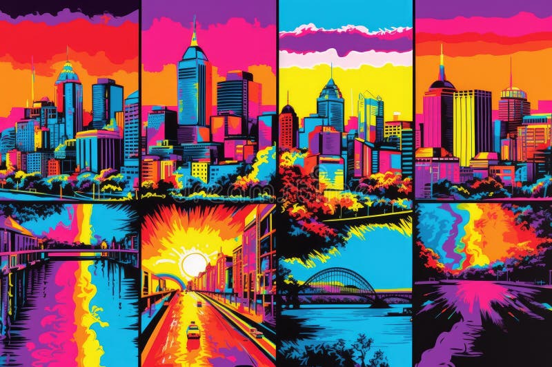 Vibrant Sydney in Pop Art Style for Posters and Web. Stock Illustration ...