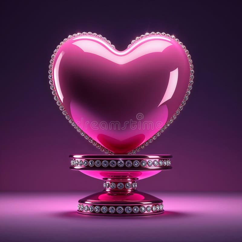 Vibrant Symmetrical Heart with Glossy Pink and Texture Contrast Stock ...