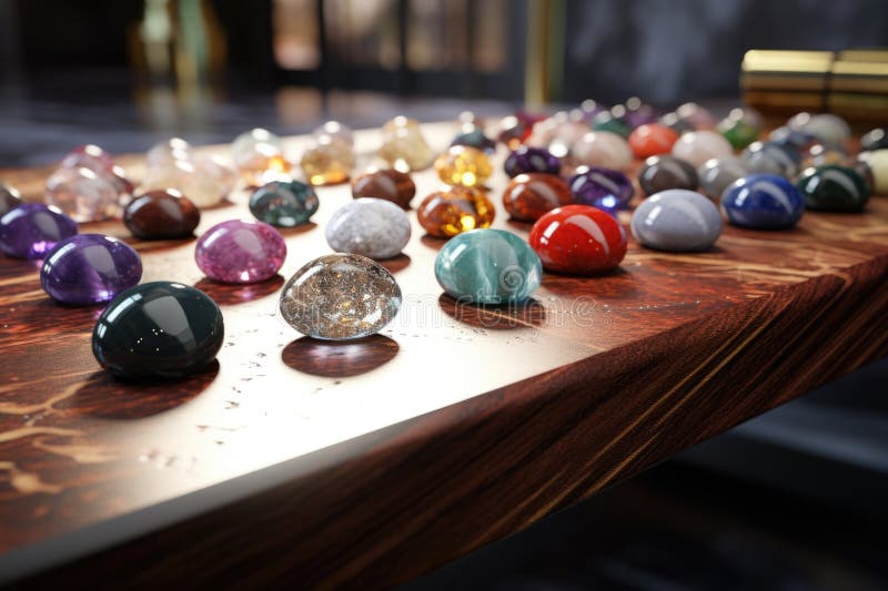 A Vibrant Tabletop Covered with Variously Colored Stones Stock Image ...