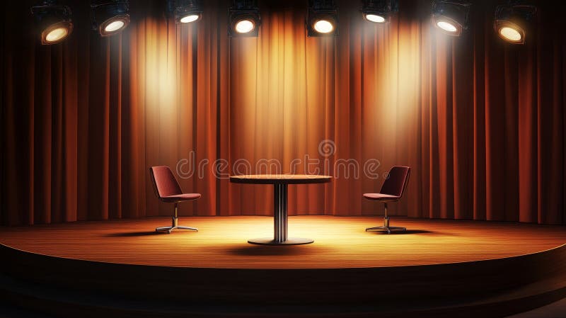 Vibrant Talk Show Studio Space Featuring an Engaging Audience and Soft ...
