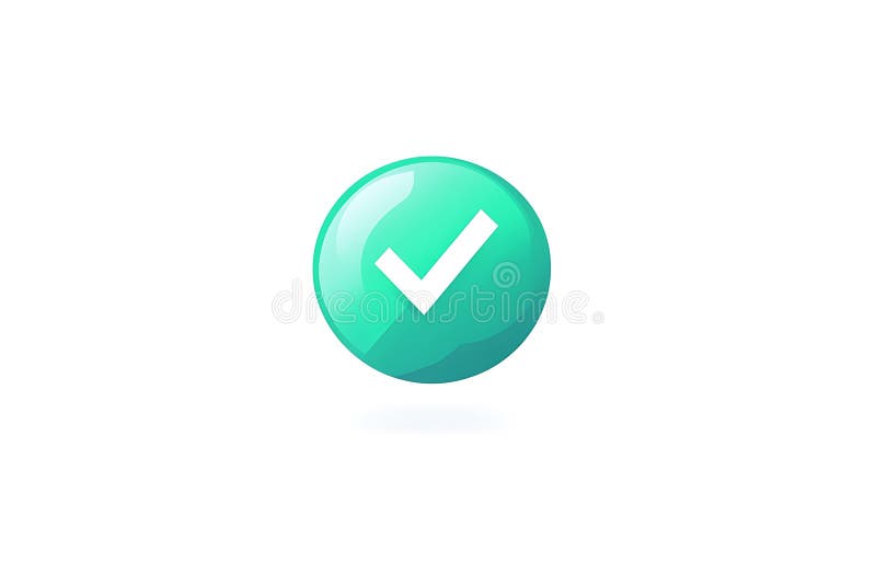Modern Teal Check Mark Button Glossy 3D UI Icon Design Element Stock ...