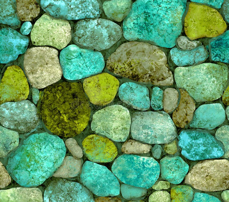 Vibrant Teal and Green Pebble Mosaic Texture Seamless Pattern for ...