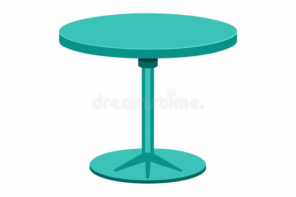 A Vibrant Teal Round Table Against a White Background Stock Vector ...