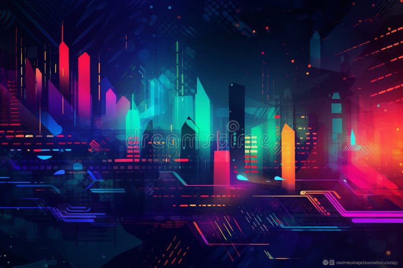 Vibrant Tech Background with Artistic Digital Elements and Shapes ...