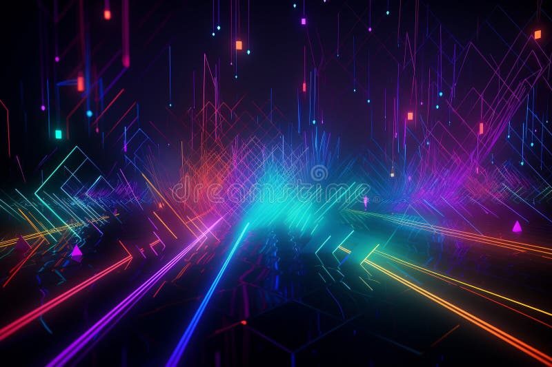 Vibrant Tech Background with Artistic Digital Elements and Shapes ...