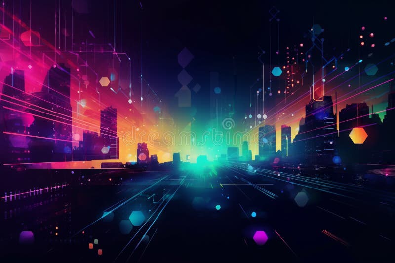 Vibrant Tech Background with Artistic Digital Elements and Shapes ...