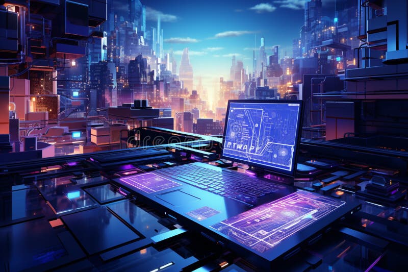 Comic Style Tech Fantasy Abstract Futuristic Concept Art with Flat ...