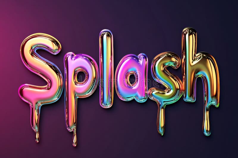 Shiny Flowing Metallic Text Effect Spelling Splash Against a Dark ...