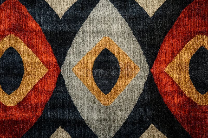 Vibrant Textile Displaying Repeating Geometric Pattern of Interlocking ...