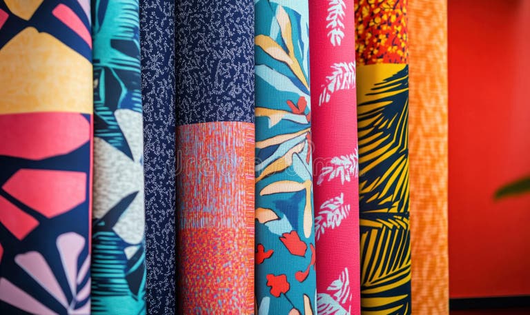Vibrant Textile Patterns Showcasing Colorful Designs and Textures in a ...