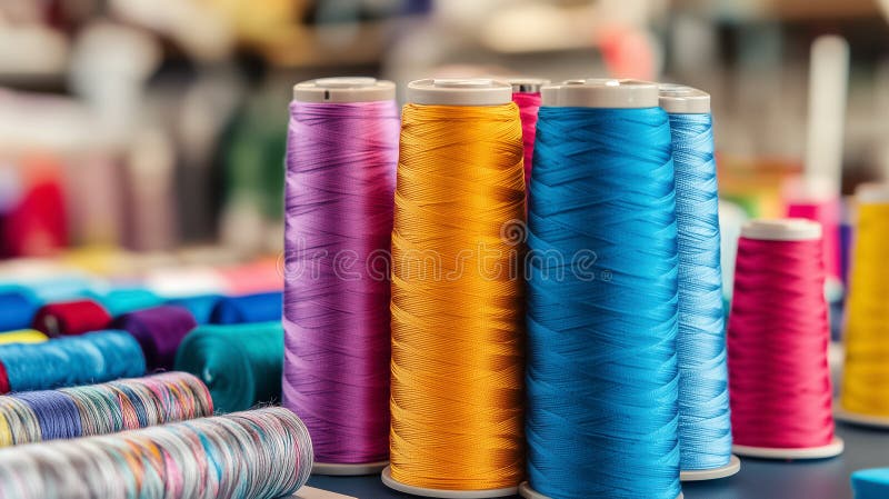 A Vibrant Textile Workshop Showcases Colorful Threads and Fabrics ...
