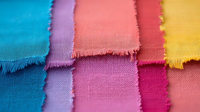Vibrant Textiles: a Close-Up of Beautifully Frayed Fabrics in Vivid ...
