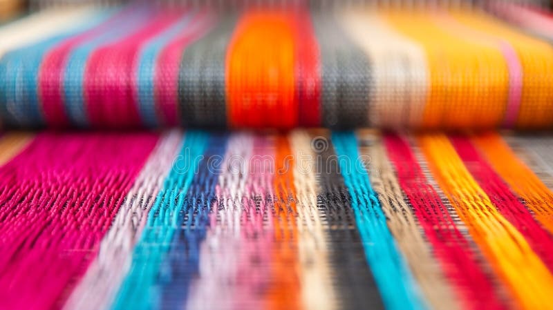 Vibrant Textiles in Focus, a Close-Up of Colorful Weaving Patterns ...
