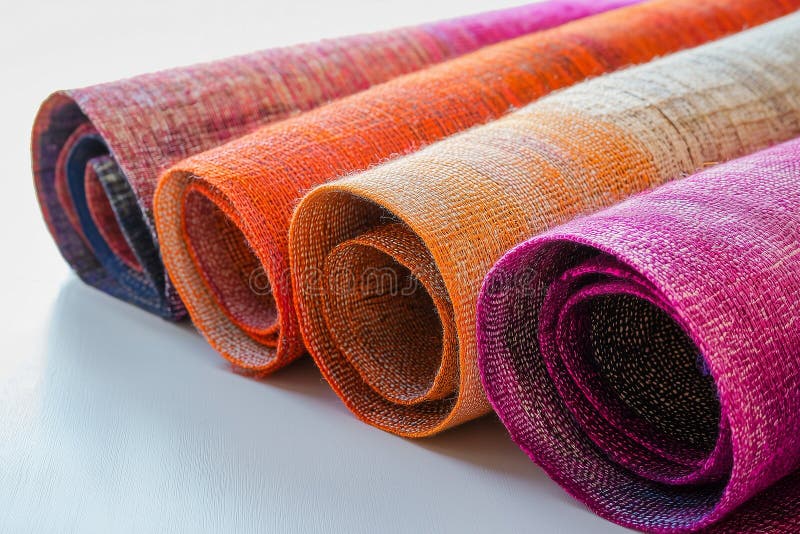 Vibrant Textiles in Rolled Display Stock Illustration - Illustration of ...
