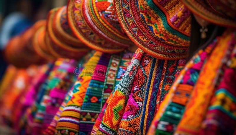 Vibrant Textiles Woven in Traditional Patterns for Sale Generated by AI ...