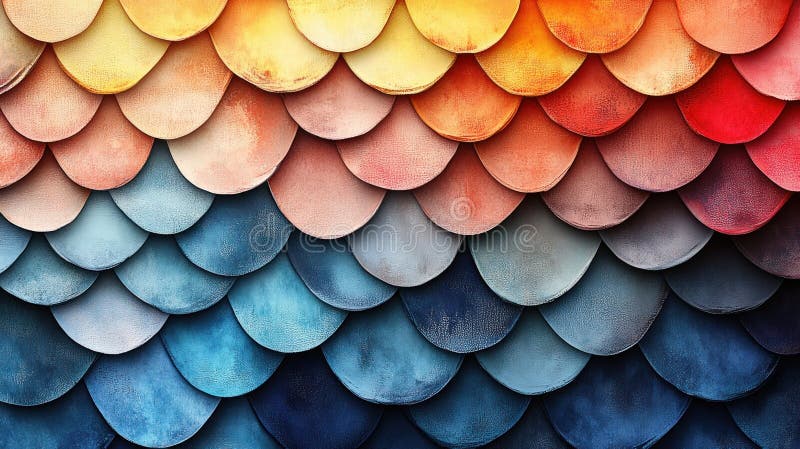 A Vibrant, Textured Pattern of Overlapping Scales in Warm and Cool ...