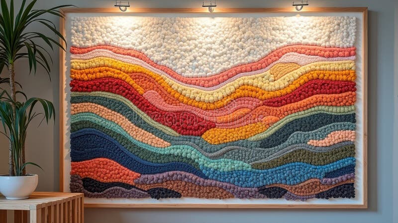 Vibrant Textured Wall Art with Colorful Wave Patterns in Modern Indoor ...