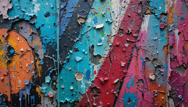 A Vibrant and Textured Wall with Layers of Peeling Paint in Various ...