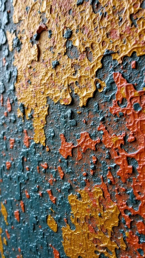 Vibrant Textured Wall Surface with Peeling Paint Layers in Teal, Yellow ...