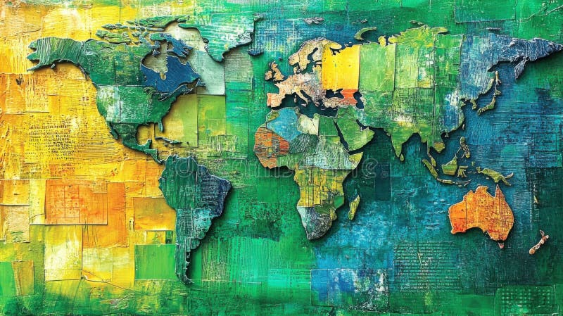 Colorful World Map Art stock illustration. Illustration of original ...