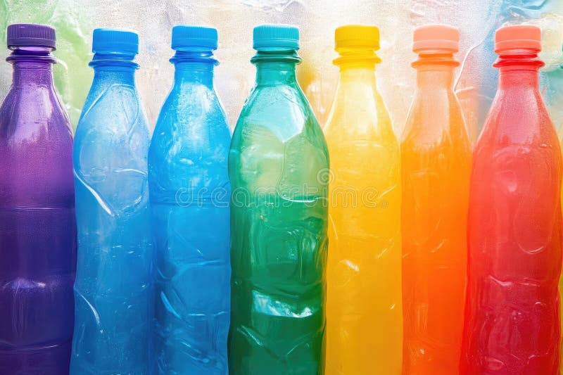 Vibrant Textures of Recycled Colored Plastic Bottles. Stock ...