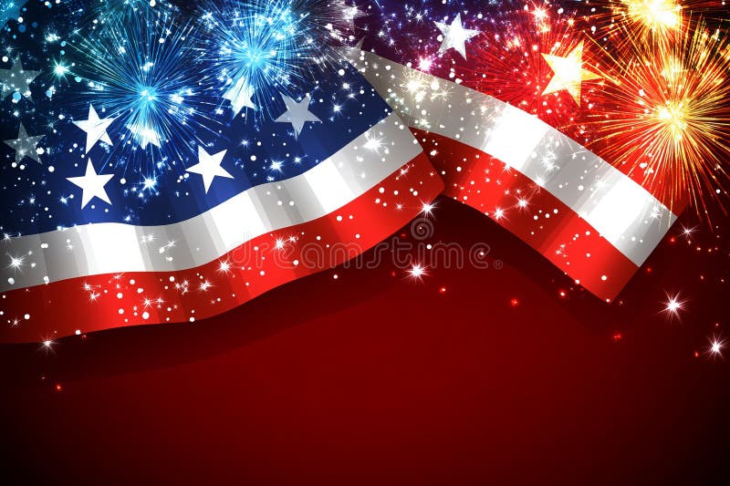 Vibrant 4th of July Celebration with Abstract Fireworks and American ...