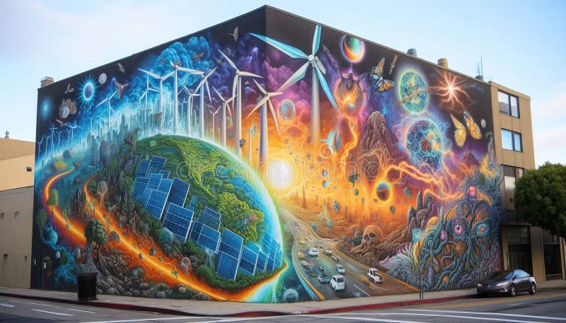 A Mural for a Brighter Future Stock Illustration - Illustration of ...