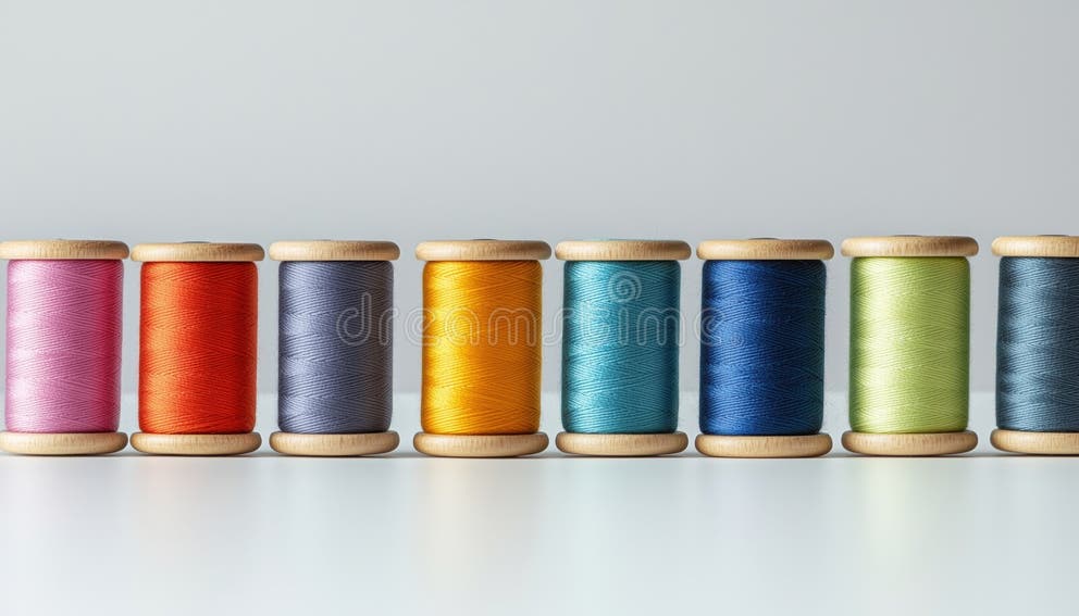 Vibrant Thread Spools Displayed on a Clean White Background Stock Image ...