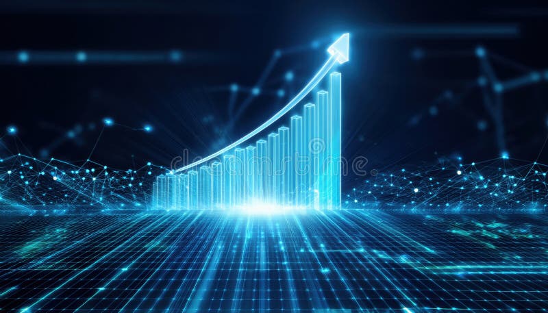 Vibrant Three-dimensional Growth Graph Displayed on Blue Background in ...