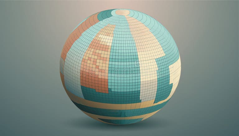 3D Render of an Abstract Geometric Sphere with a Mosaic Tile Pattern ...