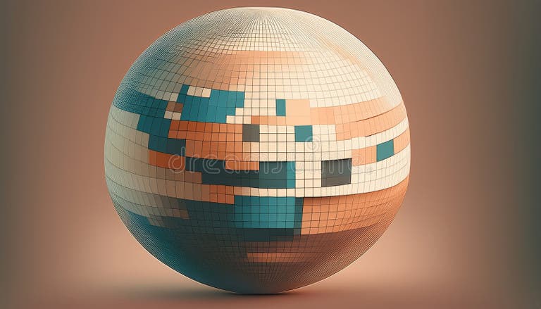 3D Render of an Abstract Geometric Sphere with a Mosaic Tile Pattern ...