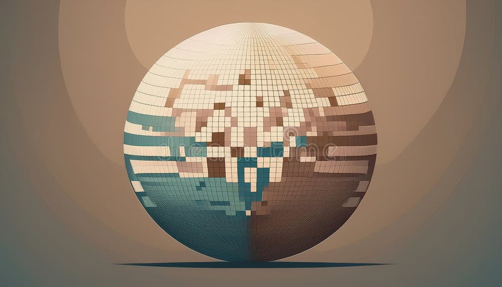 3D Render of an Abstract Geometric Sphere with a Mosaic Tile Pattern ...