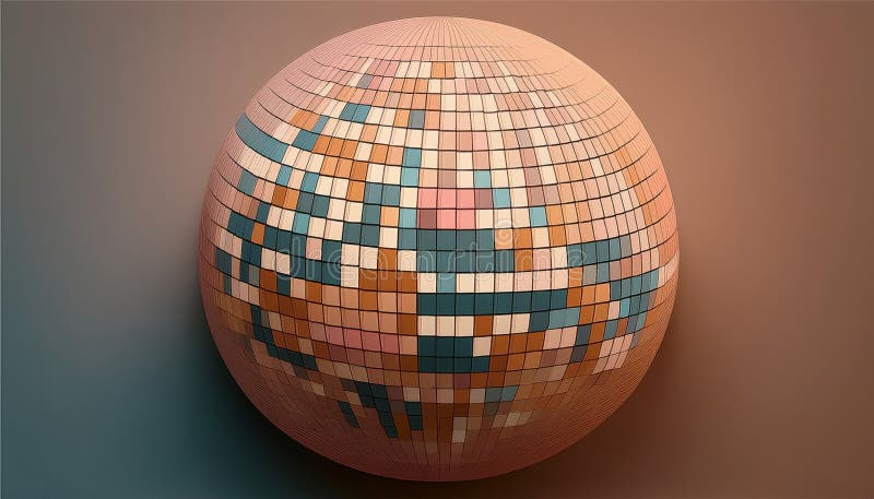 3D Render of an Abstract Geometric Sphere with a Mosaic Tile Pattern ...